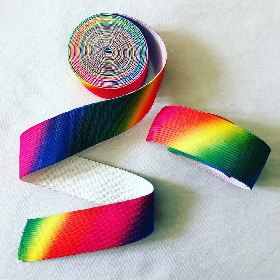 FS301 3.5CM Wide Elastic Rainbow Colours Haberdashery, Craft Cord Plush ...