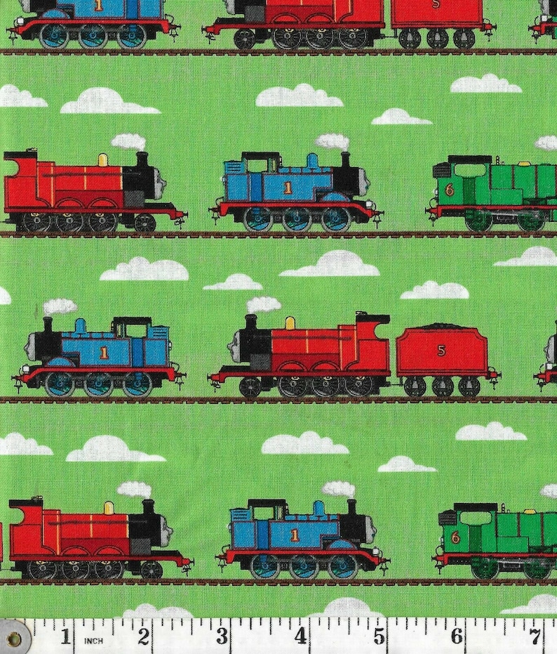 FS907 Thomas the Tank Engine and Friends Trains Cotton Fabric Design ...