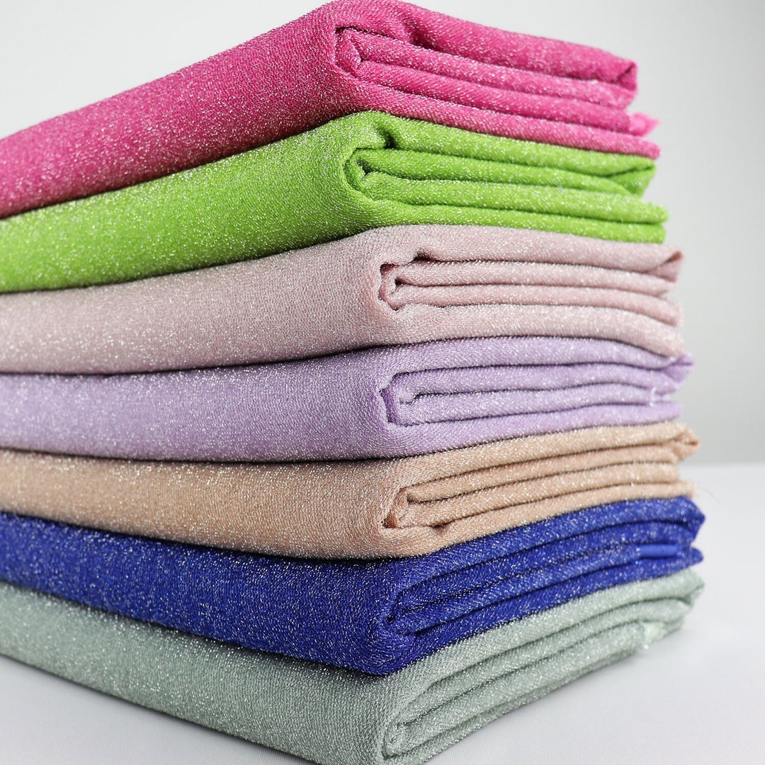 All Over Shiny Lurex Fabric | Dressmaking Stretch Jersey Fabric ...