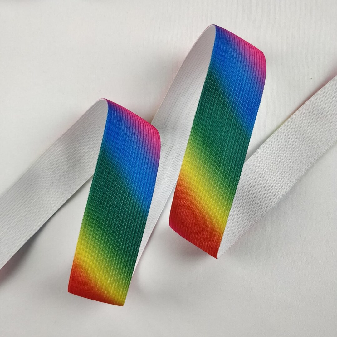 FS301 3.5CM Wide Elastic Rainbow Colours Haberdashery, Craft Cord Plush ...