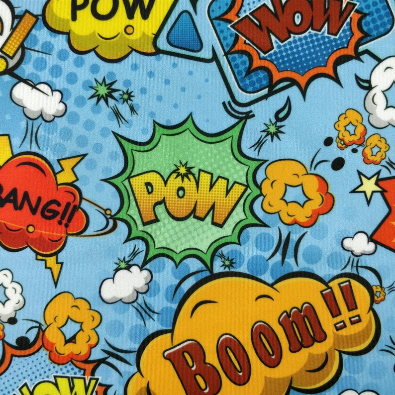 FS161 Light Blue Comic Boom Bang Pow Knock What Oops Wow Print - Etsy UK
