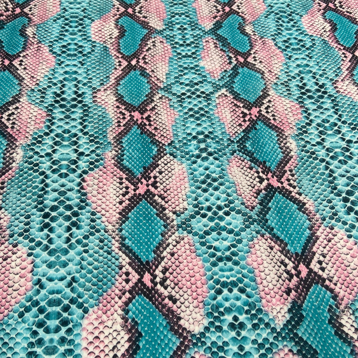 FS062_5 Pink/turquoise Snake Print on High Quality Jersey - Etsy