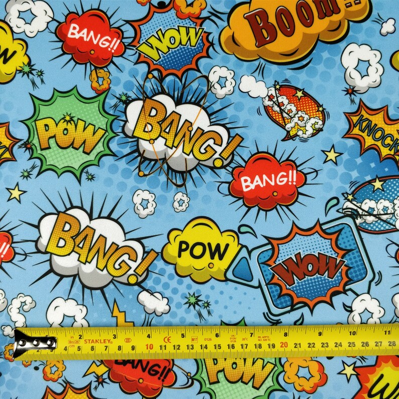 FS161 Light Blue Comic Boom Bang Pow Knock What Oops Wow Print - Etsy UK