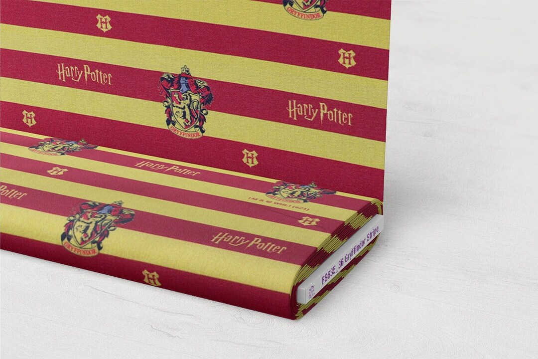 Harry Potter Cotton Fabric Red Gryffindor House Stripe Design Craft ...