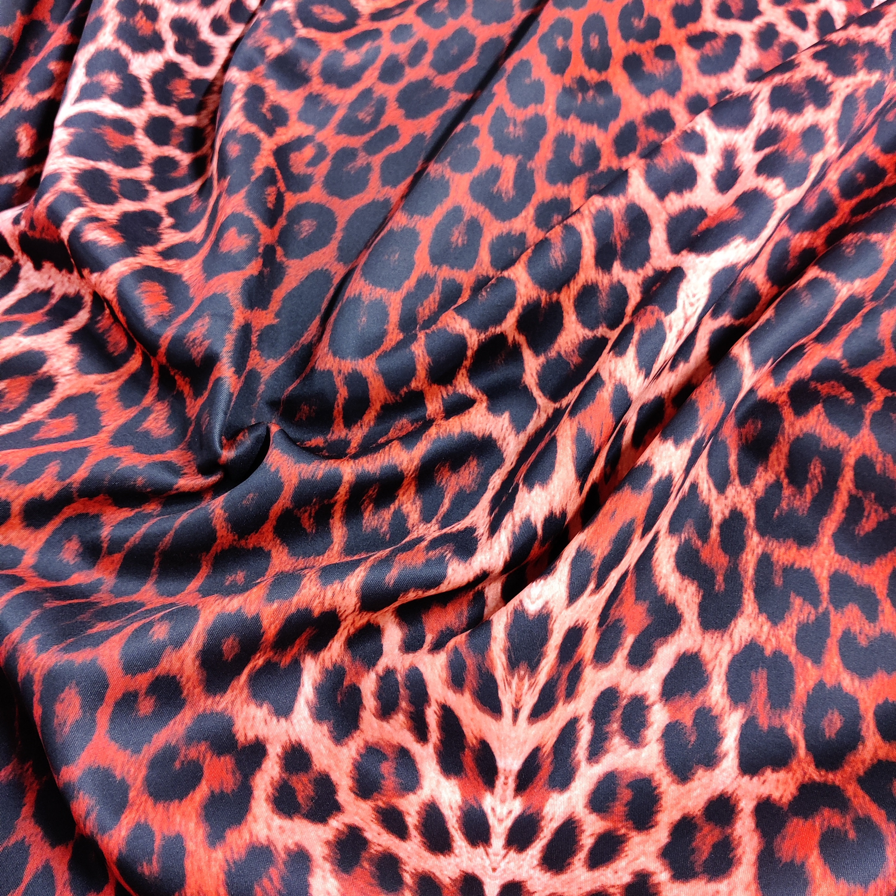 FS005_6 Red Leopard Animal Print Jersey Stretchy Scuba & | Etsy