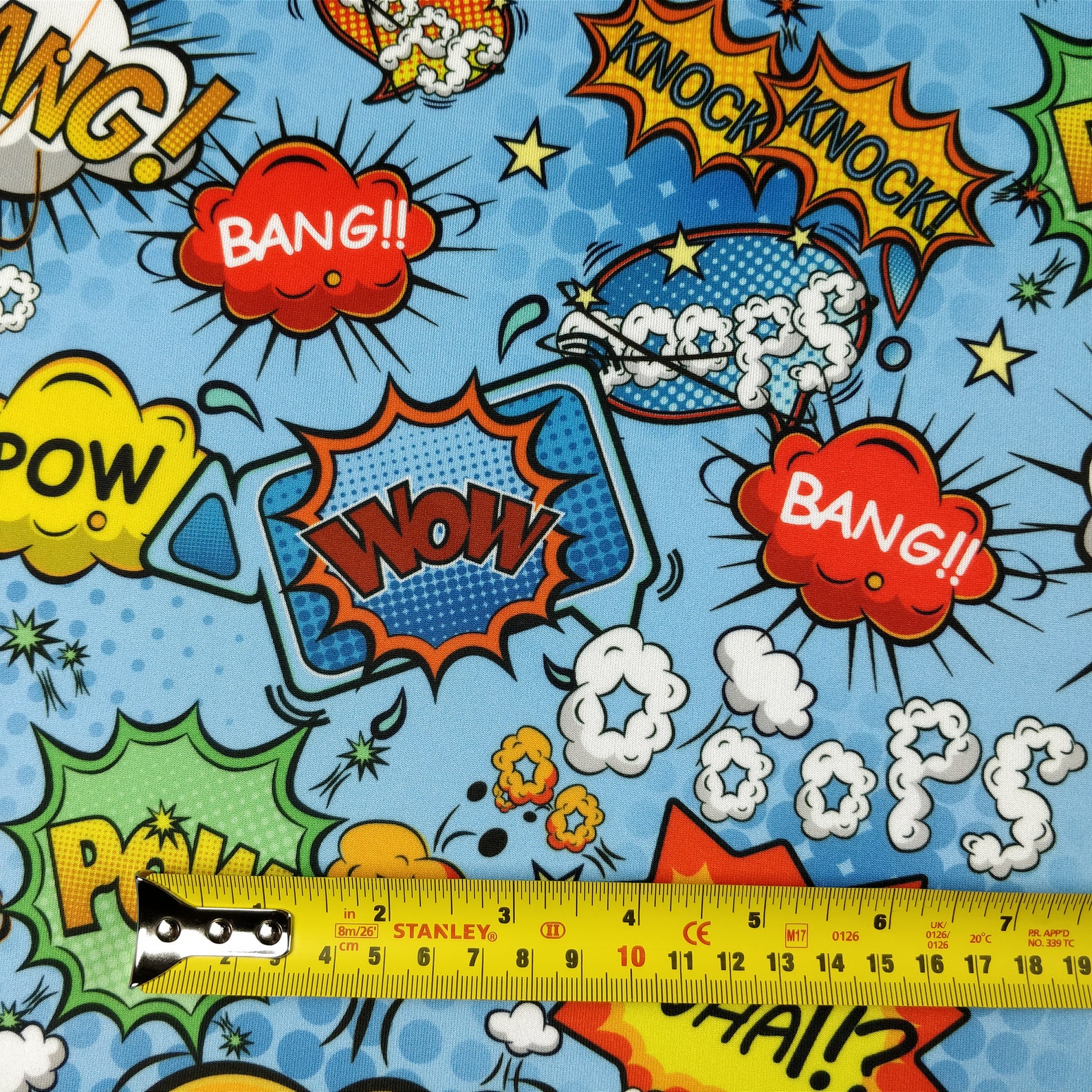 FS161 Light Blue Comic Boom Bang Pow Knock What Oops Wow Print | Etsy