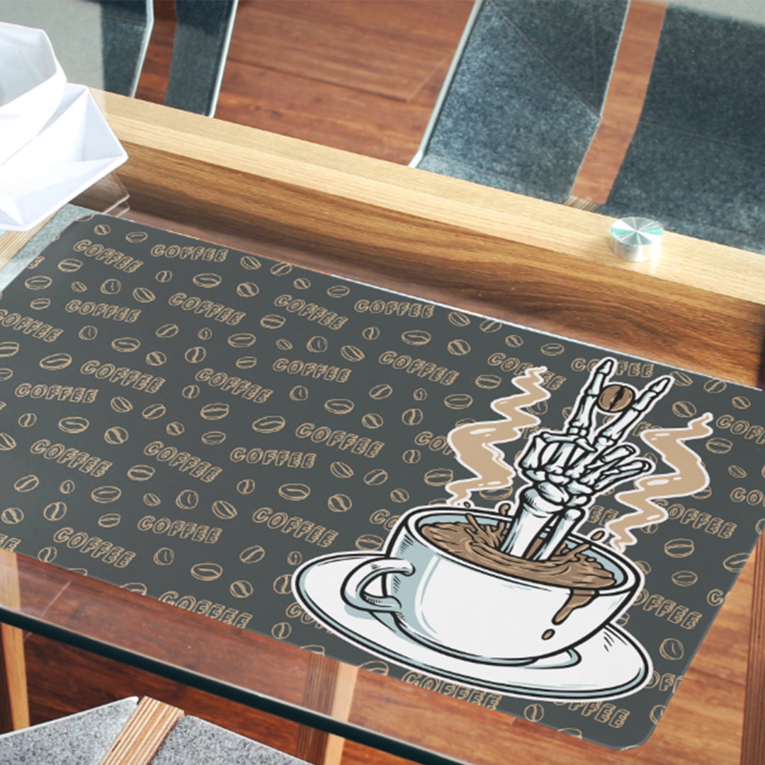 Personalized Wipe off Coffee Bar Mat / Rubber Counter Protector for ...