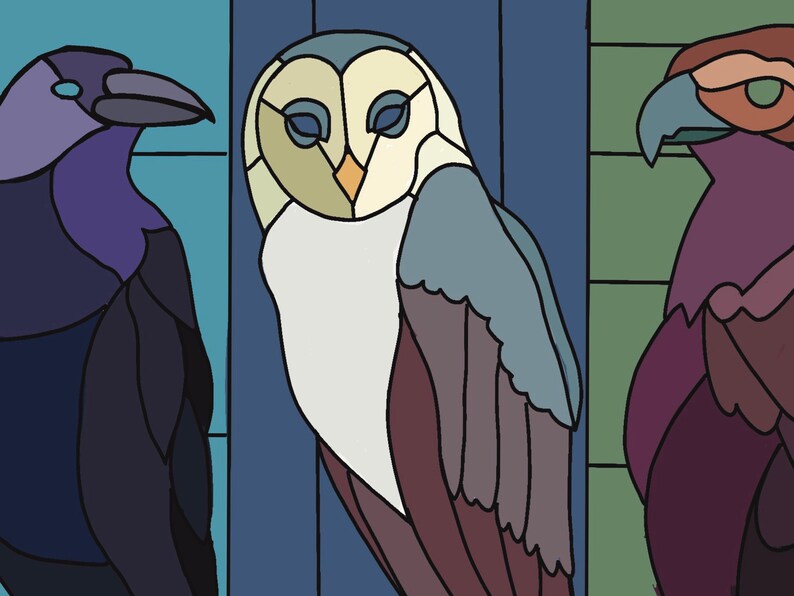 Bird Stain Glass Pattern Template - Etsy