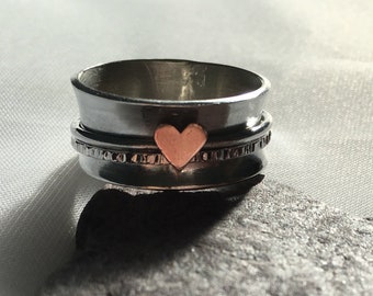 Spinning Ring, Spinner Ring, Sterling Silver Spin Ring, Fidget Ring, Anxiety Ring, Worry Ring ...