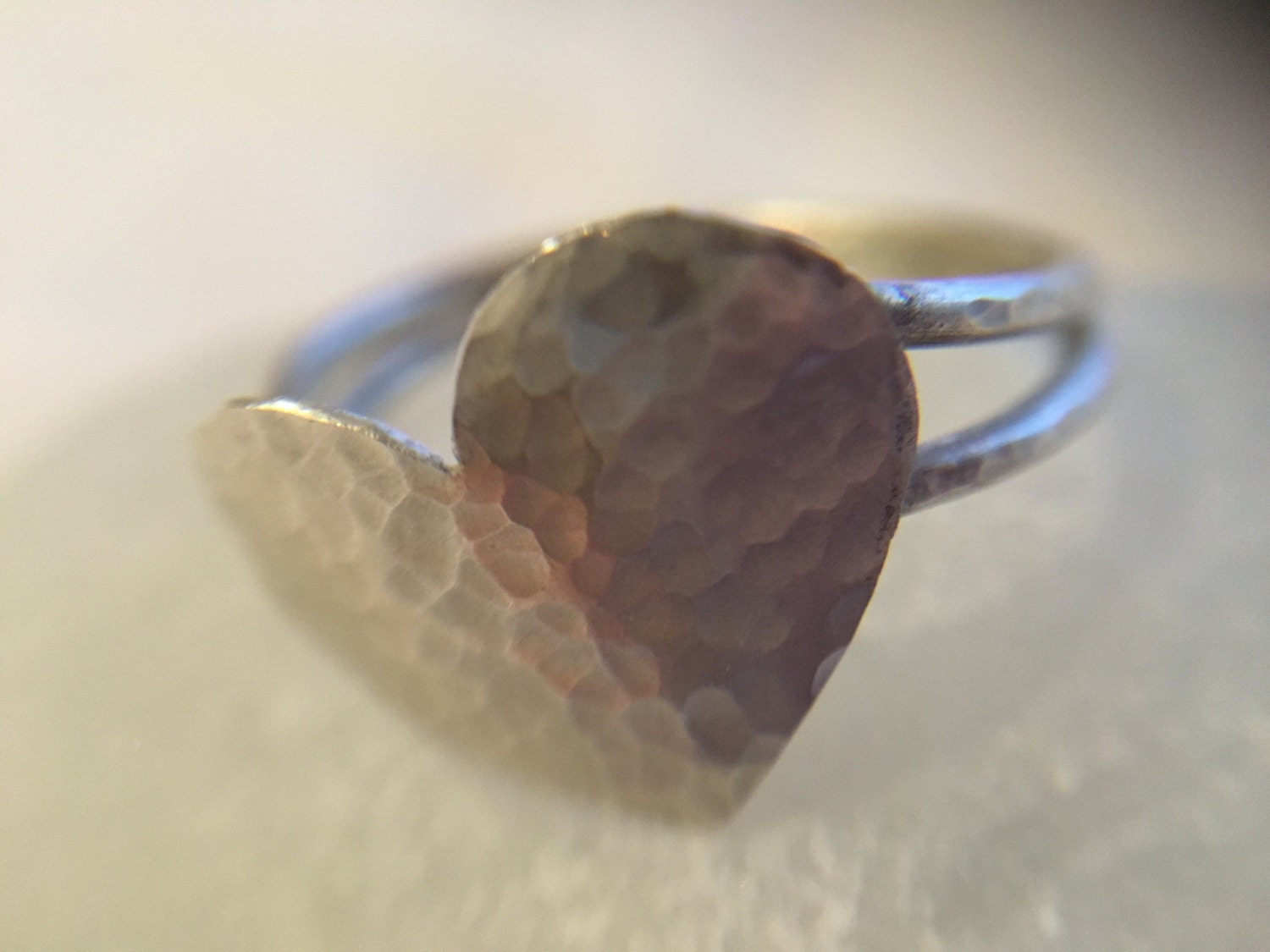 Sterling Silver Heart Ring Silver Ring with a Heart Textured | Etsy