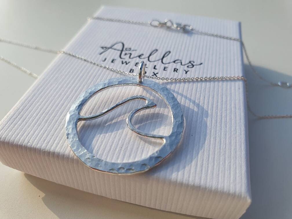 Sterling Silver Wave Necklace Wave Jewellery Sea Wave | Etsy UK