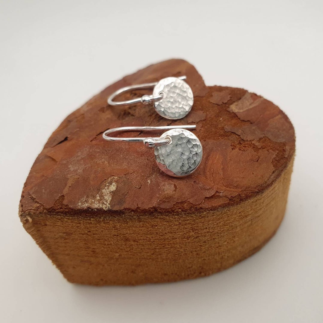 Sterling Silver Round Disc Earrings, Minimalist Dangle Earrings, Simple ...