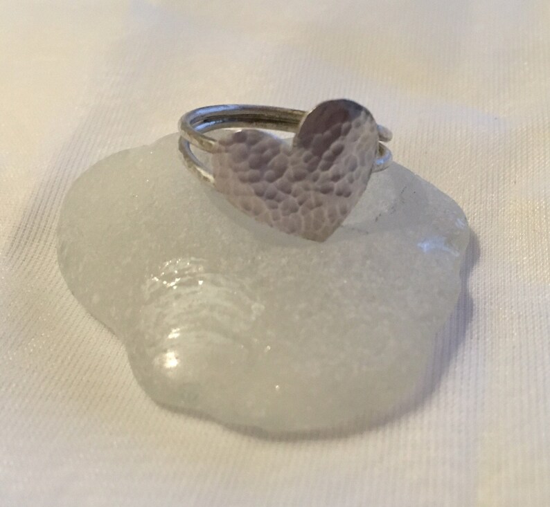 Sterling Silver Heart Ring Silver Ring with a Heart Textured | Etsy