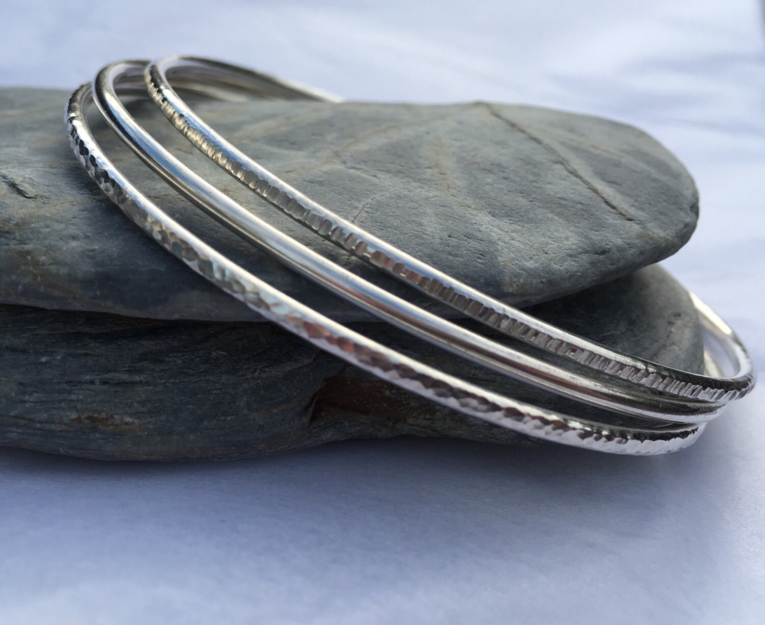 Sterling Silver Bangle Set Stacking Bangles Silver Bracelet Etsy Uk