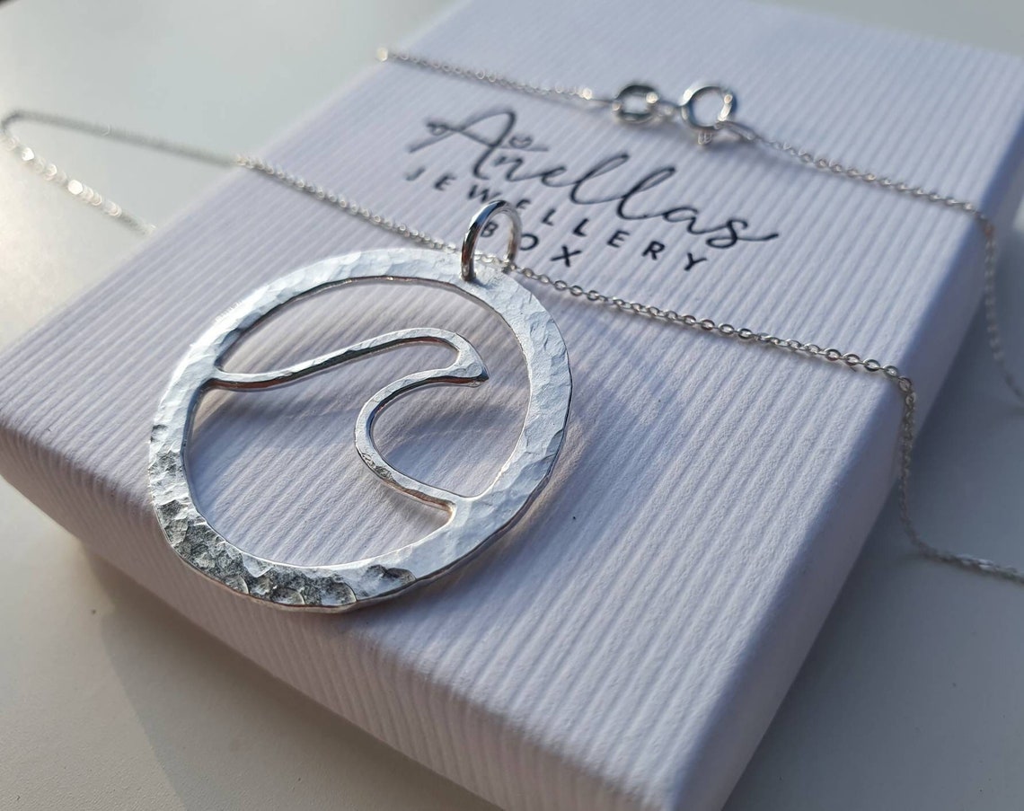 Sterling Silver Wave Necklace Wave Jewellery Sea Wave | Etsy UK