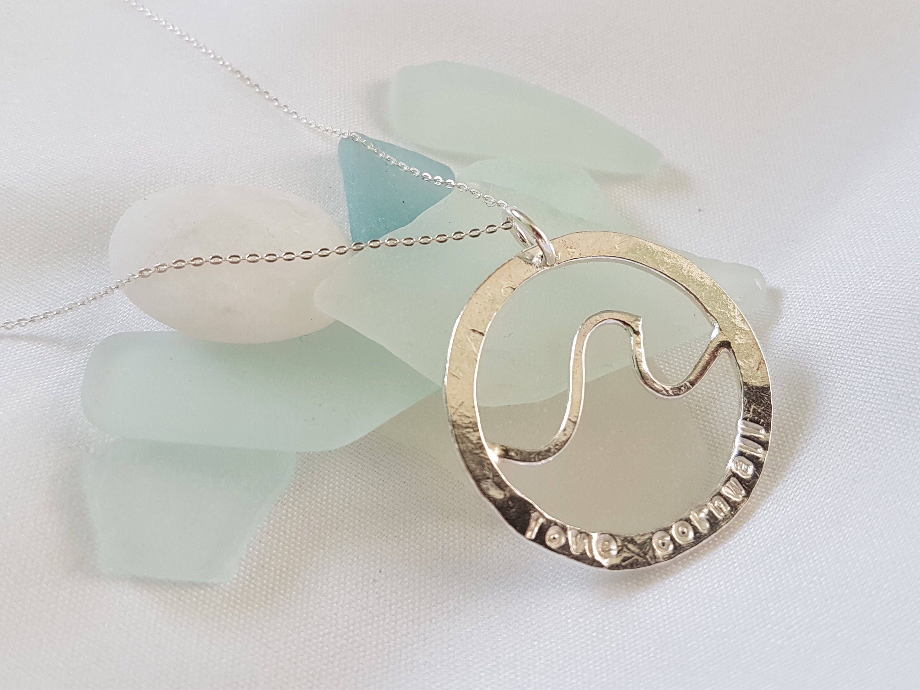 Sterling Silver Wave Necklace Wave Jewellery Sea Wave | Etsy UK