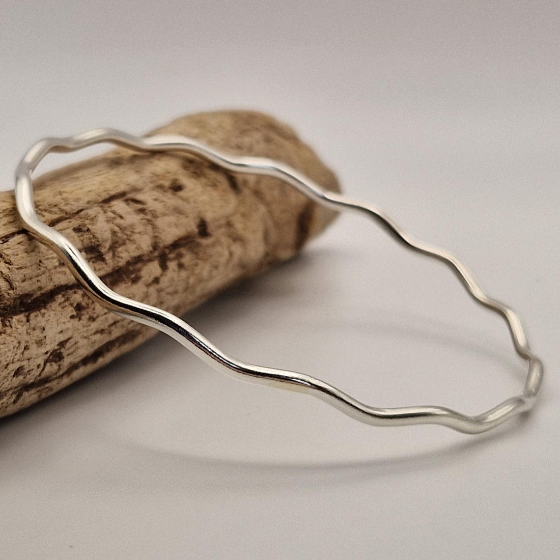 Handcrafted Sterling Silver Wavy Bangle, Skinny Ripple Bangle - Etsy UK