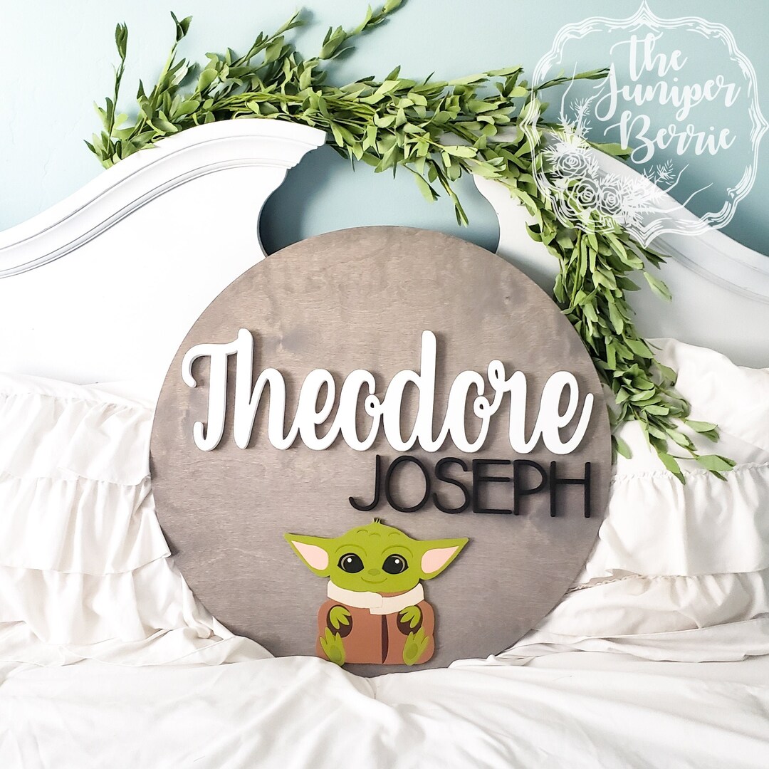24 Baby Yoda Name Sign for Nursery Custom Name Sign Name Sign for ...