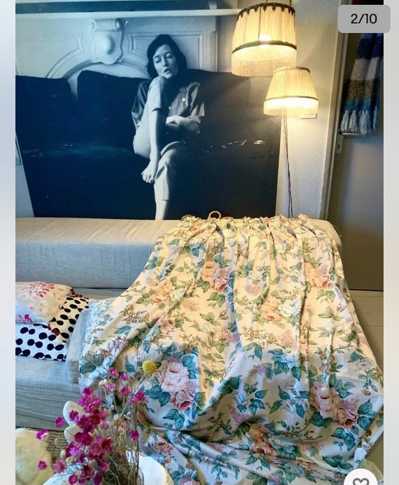 Curtain Old Vintage Crowson Fabric Antique Flower Cotton | Etsy