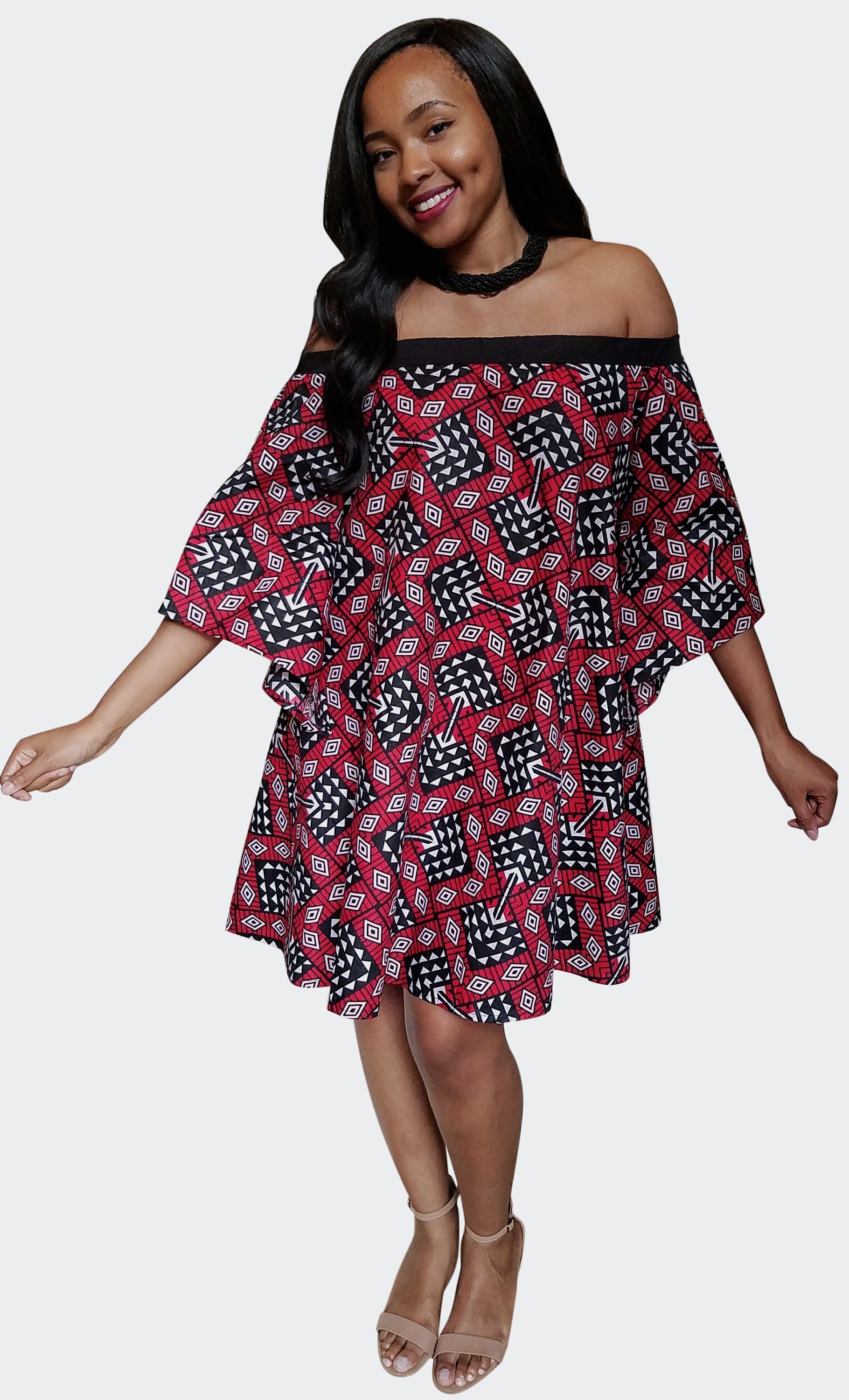 Ariya African Print Midi Dress With Pockets, Cotton Ankara Dress for ...