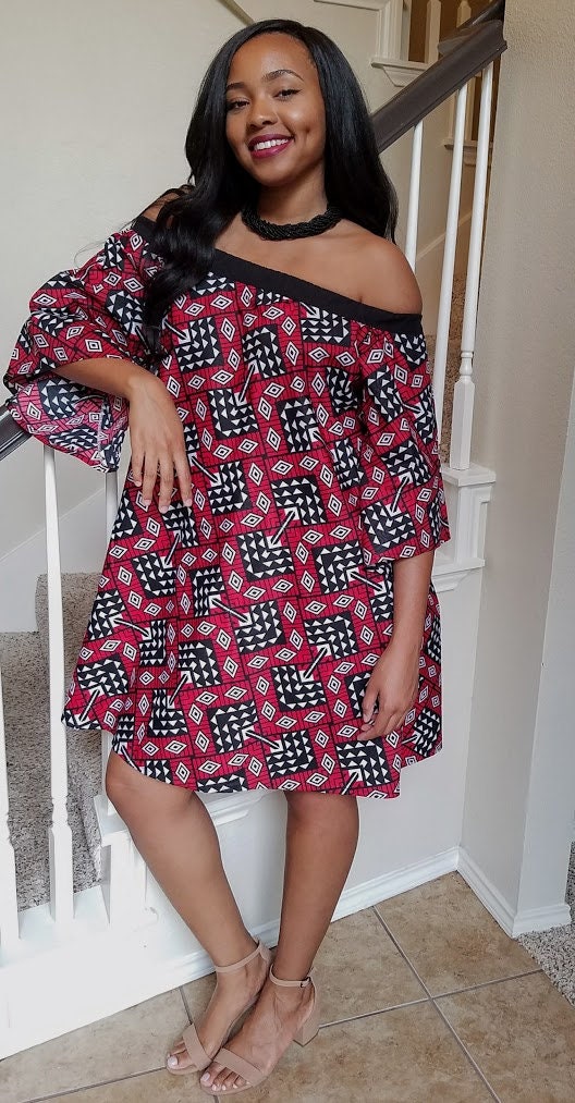 Ariya African Print Midi Dress With Pockets, Cotton Ankara Dress for ...