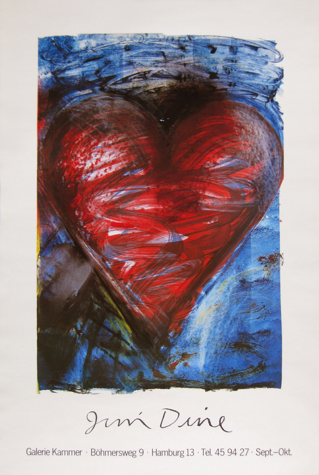 Jim Dine - "heart" - Large Original Offset Lithhograph Exhibition ...