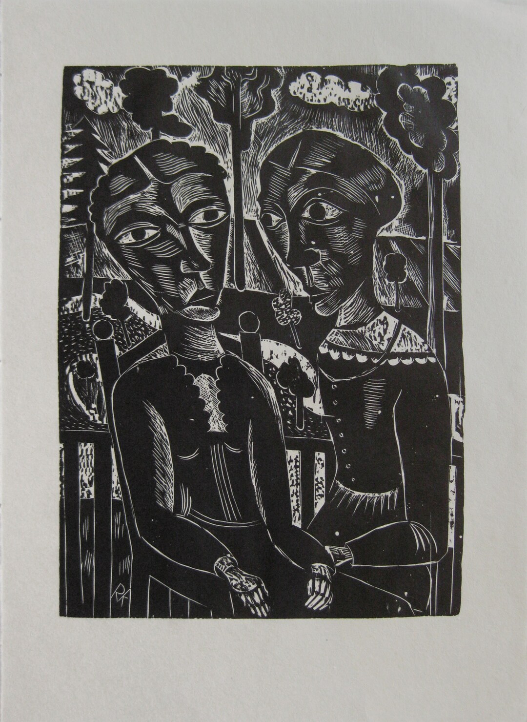 Robert Koepke - "two Persons" - Woodcut - 1923 - Etsy