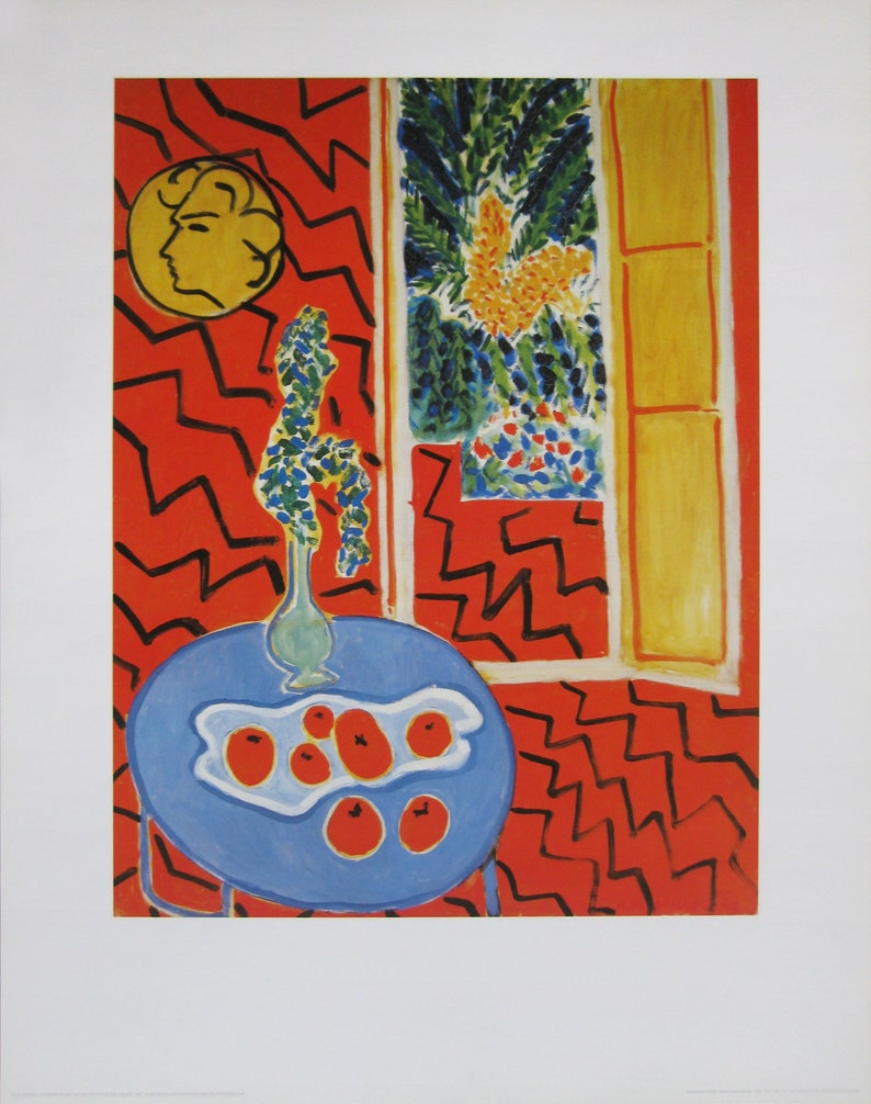 Henri Matisse - "red Interior Still Life on Blue Table" - Colour Offset ...