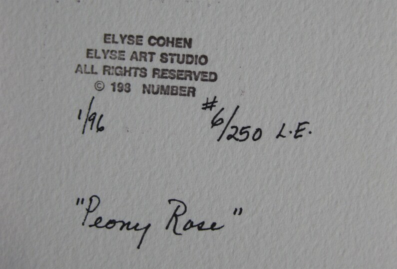 Elyse Cohen peony Rose Large Hand Signed - Etsy