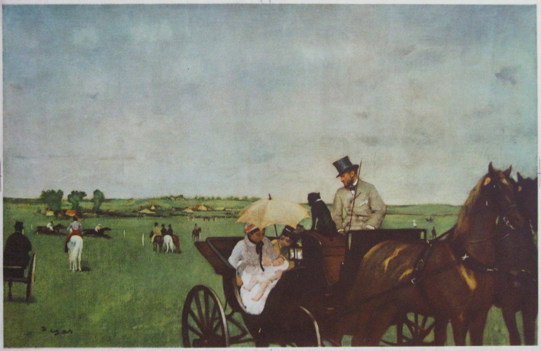 Edgar Degas - 'carriage at the Race' - Vintage Art Print, 1950's - Etsy