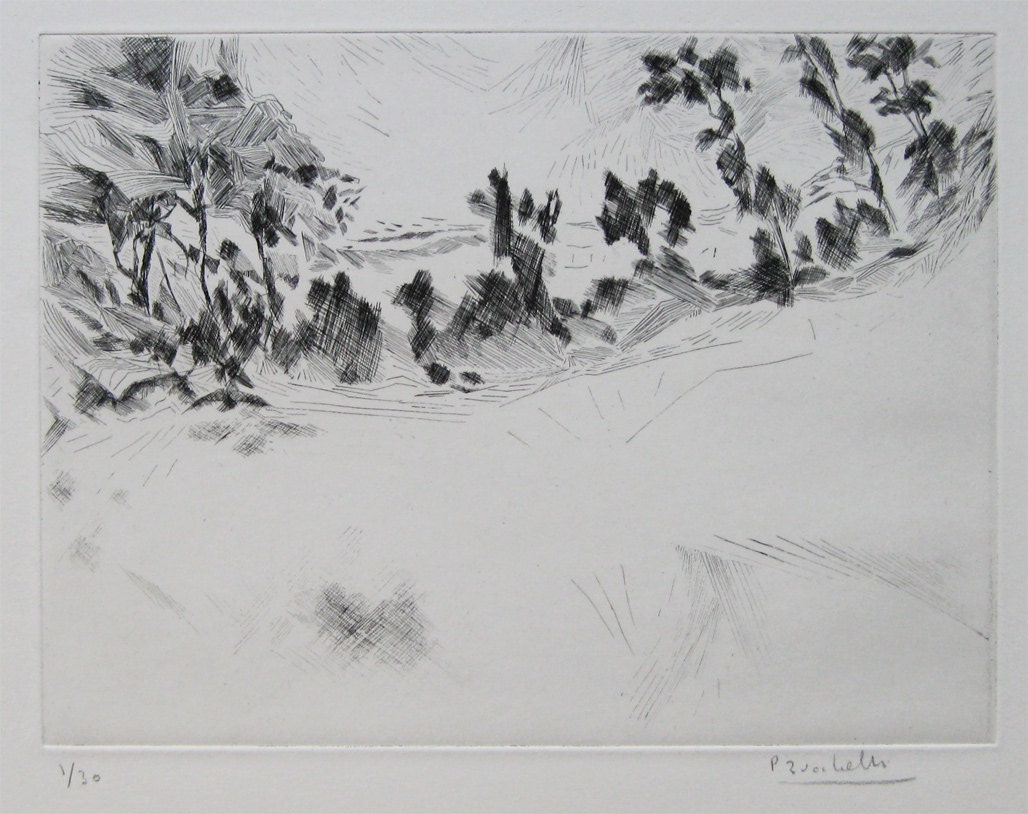 Pierre Zucchelli - Lisière - Handsigned Drypoint Etching, 1972