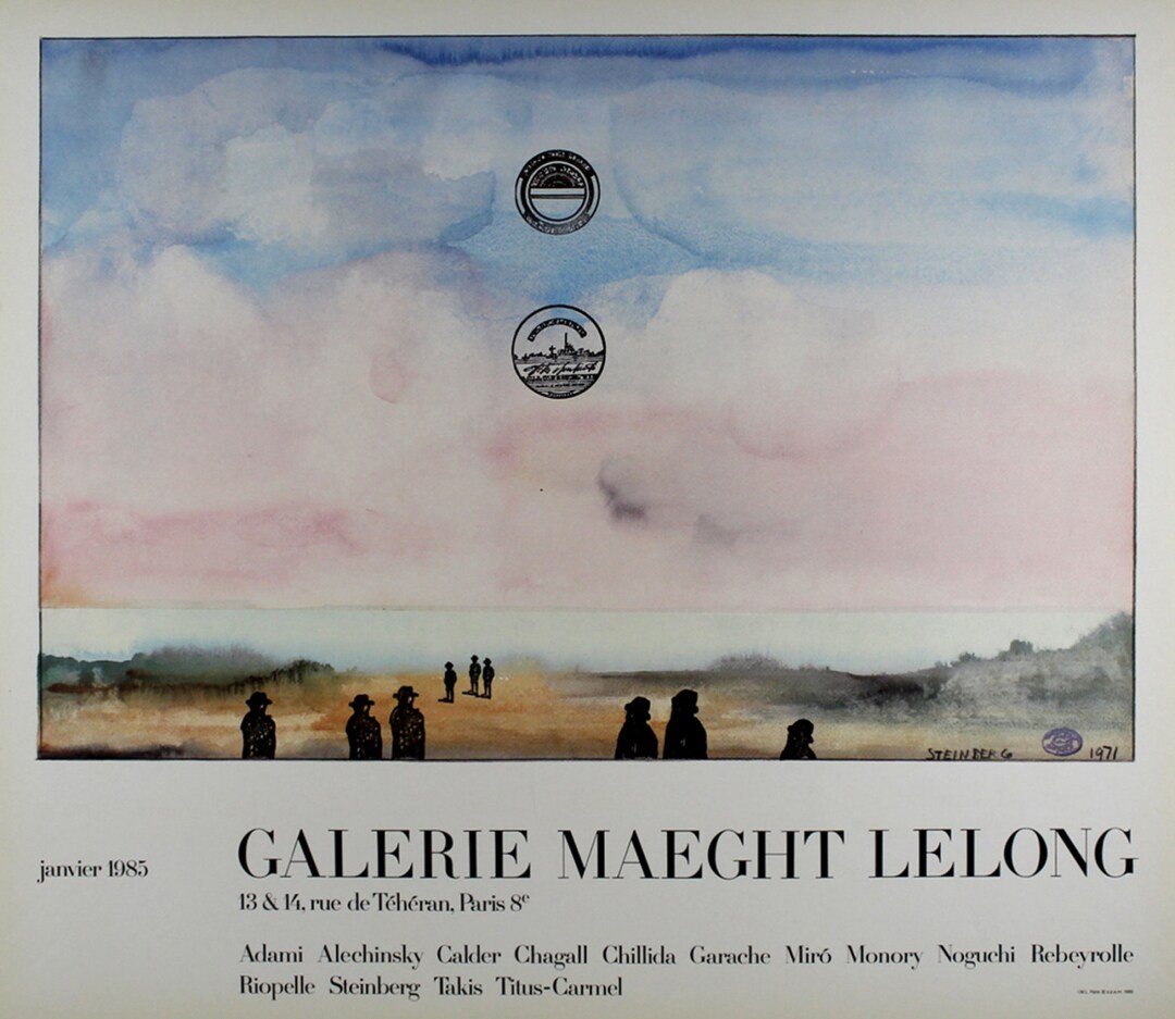 Saul Steinberg - "galerie Maeght Lelong" - Offset Lithograph Poster ...
