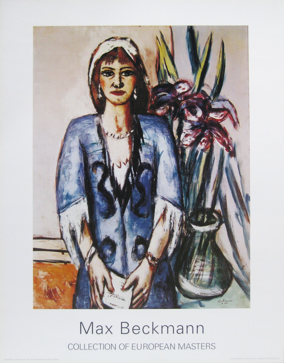 Max Beckmann - "quappi in Blue With Lillies" - Colour Offset Lithograph ...