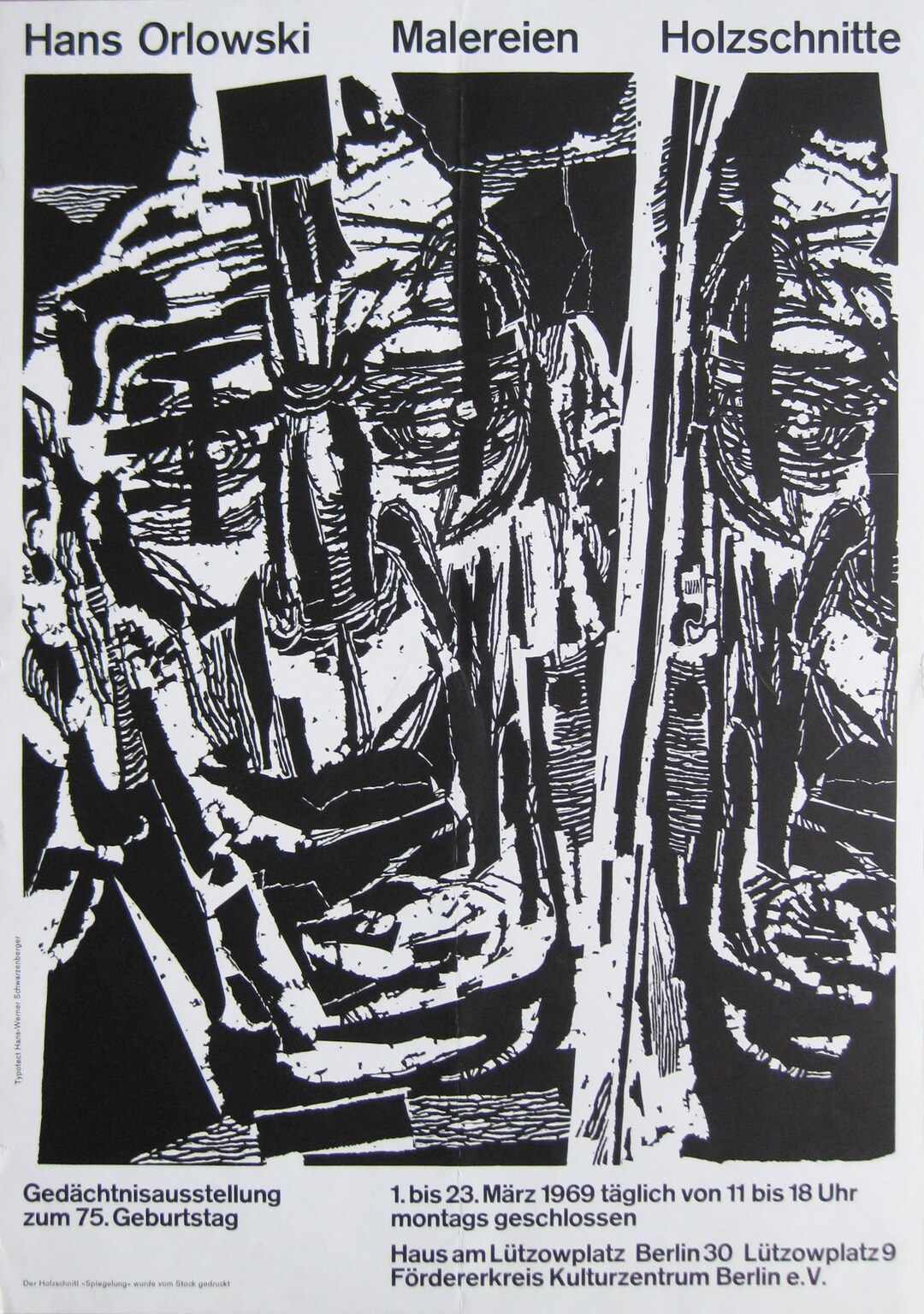 Hans Orlowski - Original Woodcut Poster - 1969 - Etsy