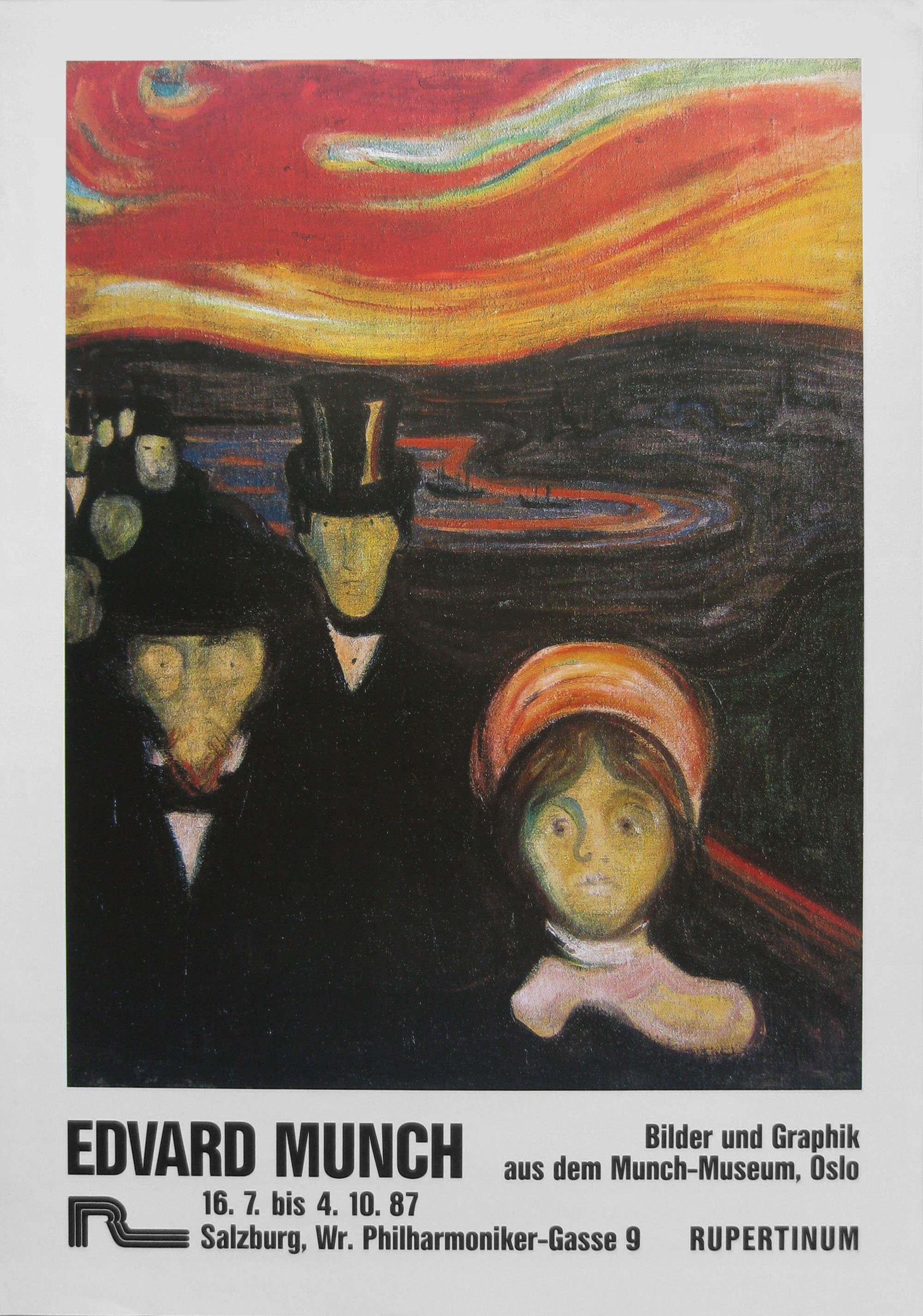Edvard Munch - Anxiety - Offset Lithgraph Exhibition Poster - 1987