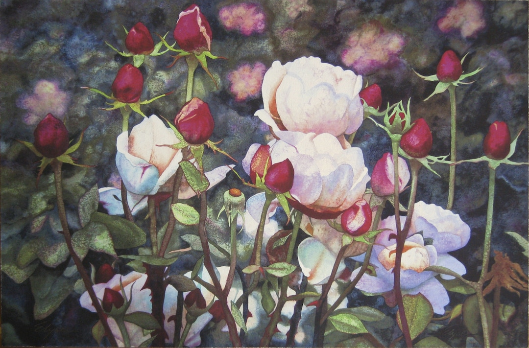 Elyse Cohen - "peony Rose" - Large Hand Signed Colour Lithograph - 1989 ...