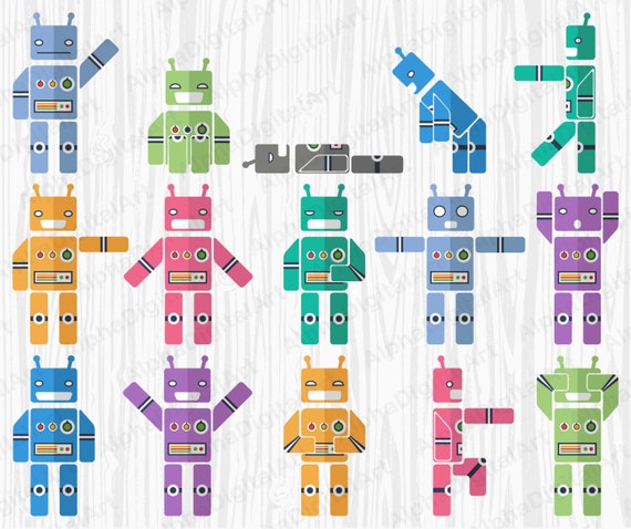 15 Robots clipart Kids Robots clipart Robot clipart rainbow | Etsy
