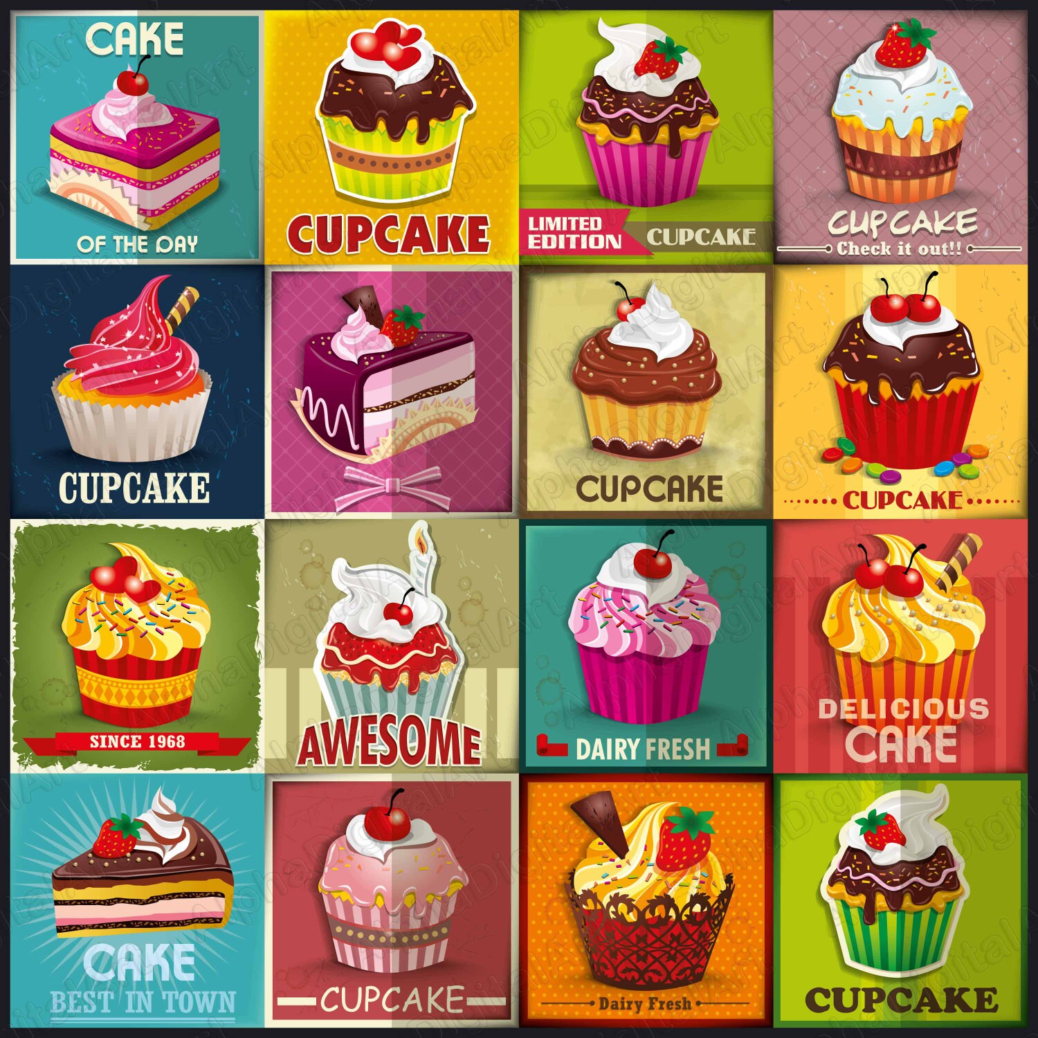 Vintage Cupcakes Clipart