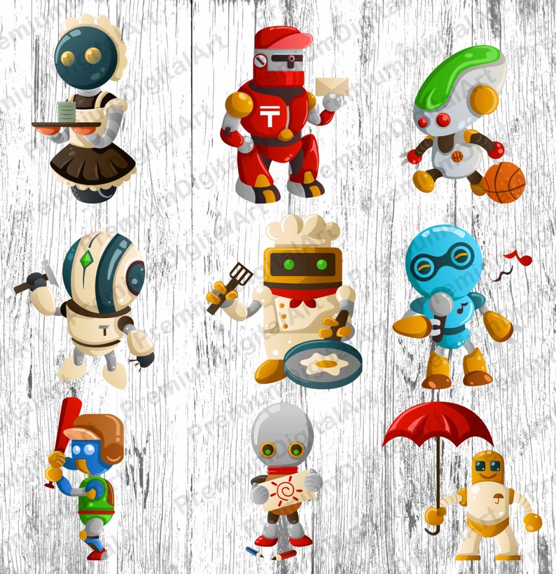 9 Robots clipart Kids Robots clipart Robot clipart rainbow | Etsy