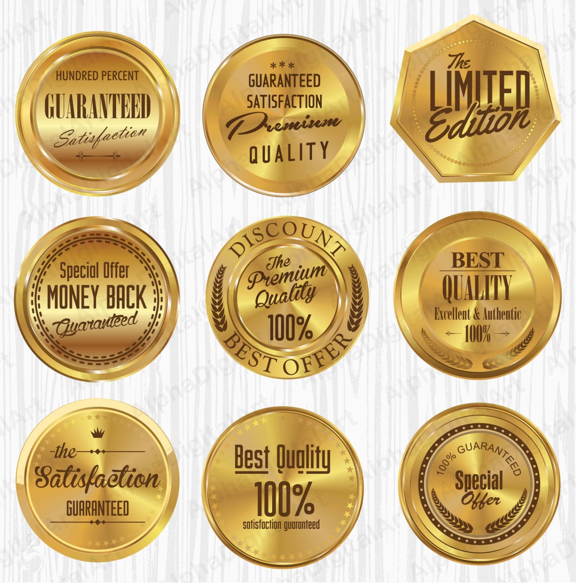 18 Gold Round Frames Clipartgold Labelsvintage Labels Retro | Etsy