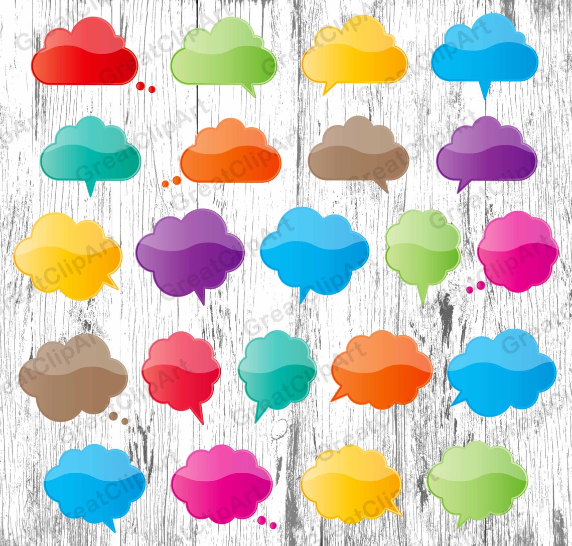 22 Speech Bubbles Printable Frames clipart set of labels | Etsy