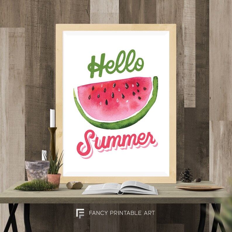 Hello Summer Printable Art, Digital Wall Art, Seasonal Summer Decor ...