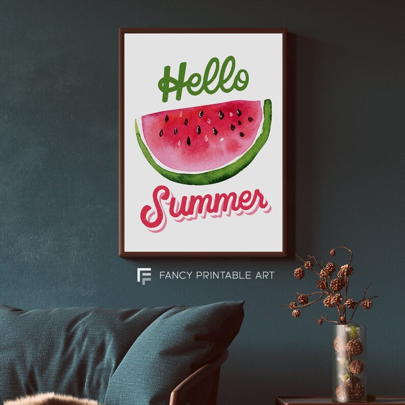 Hello Summer Printable Art, Digital Wall Art, Seasonal Summer Decor ...