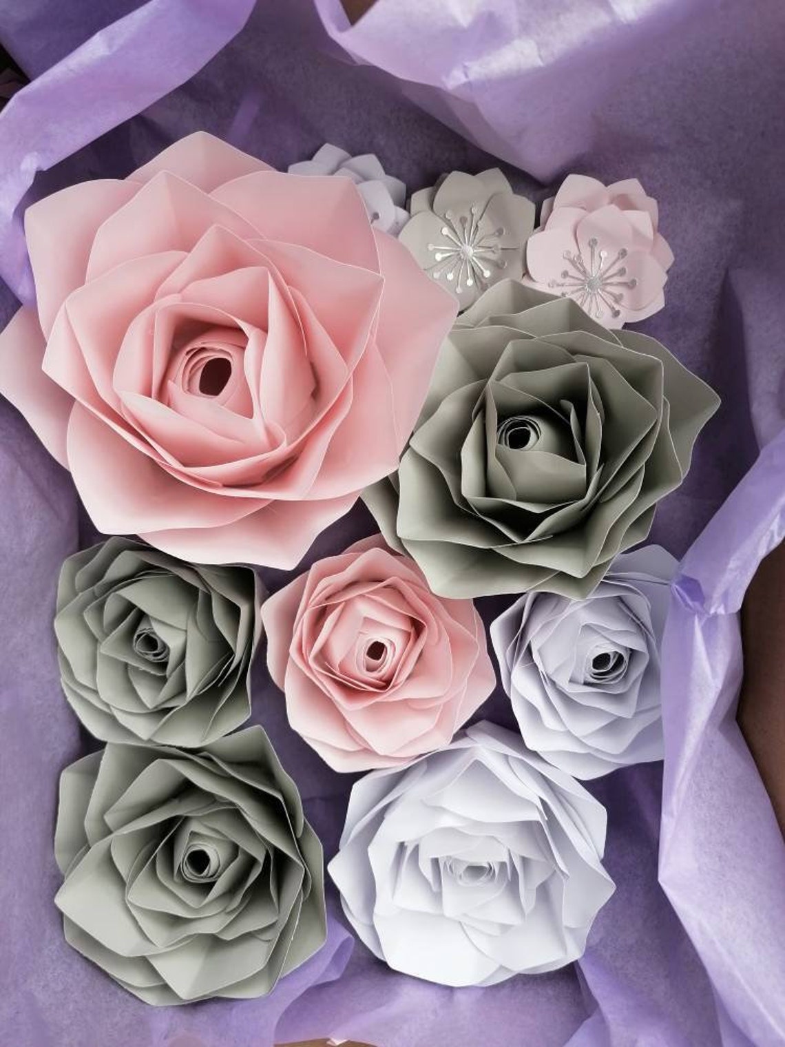 Decorative Paper Flowers Small Set of Sixteen Wall Flowers | Etsy