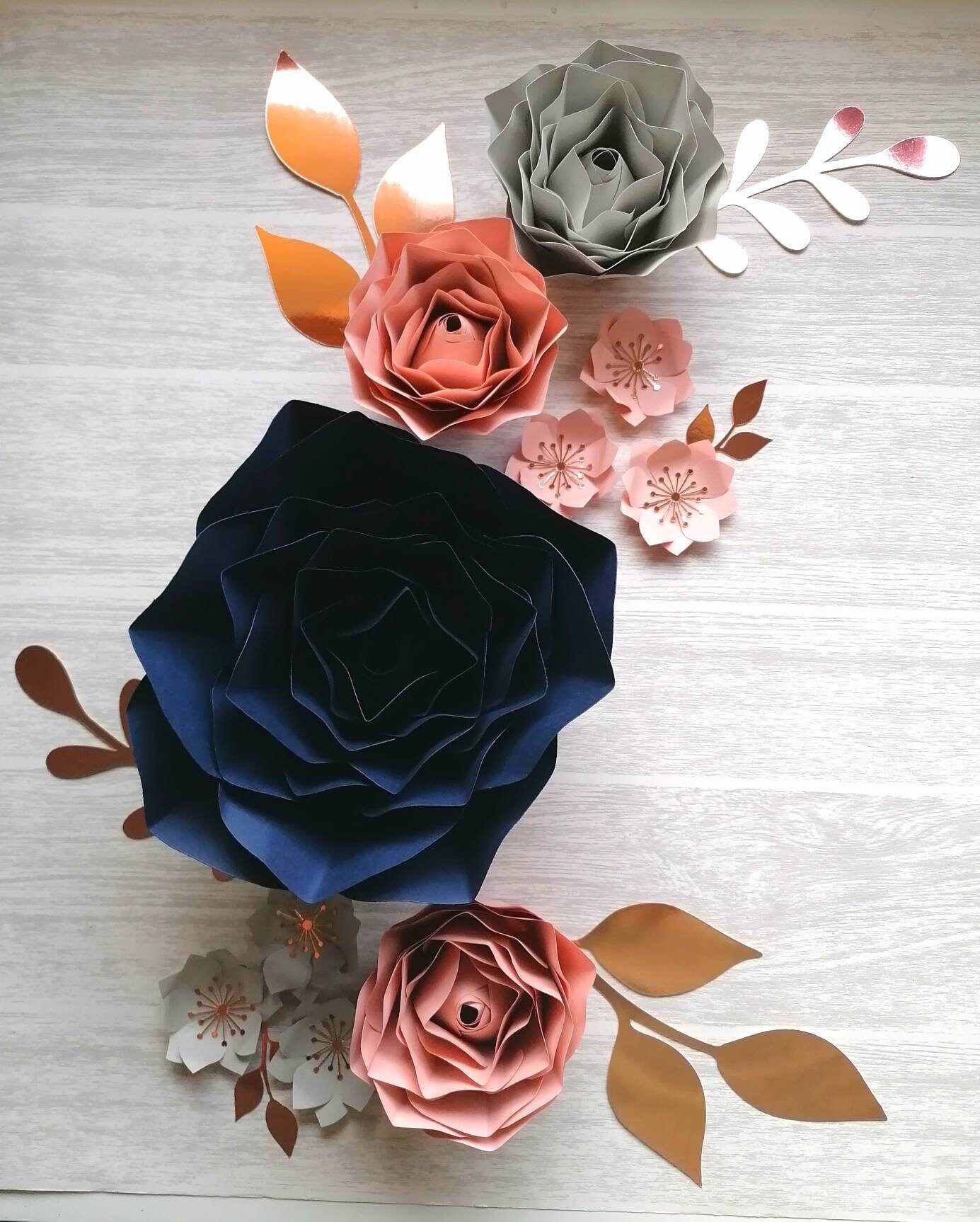 Decorative Paper Flowers Side Border Design | Etsy