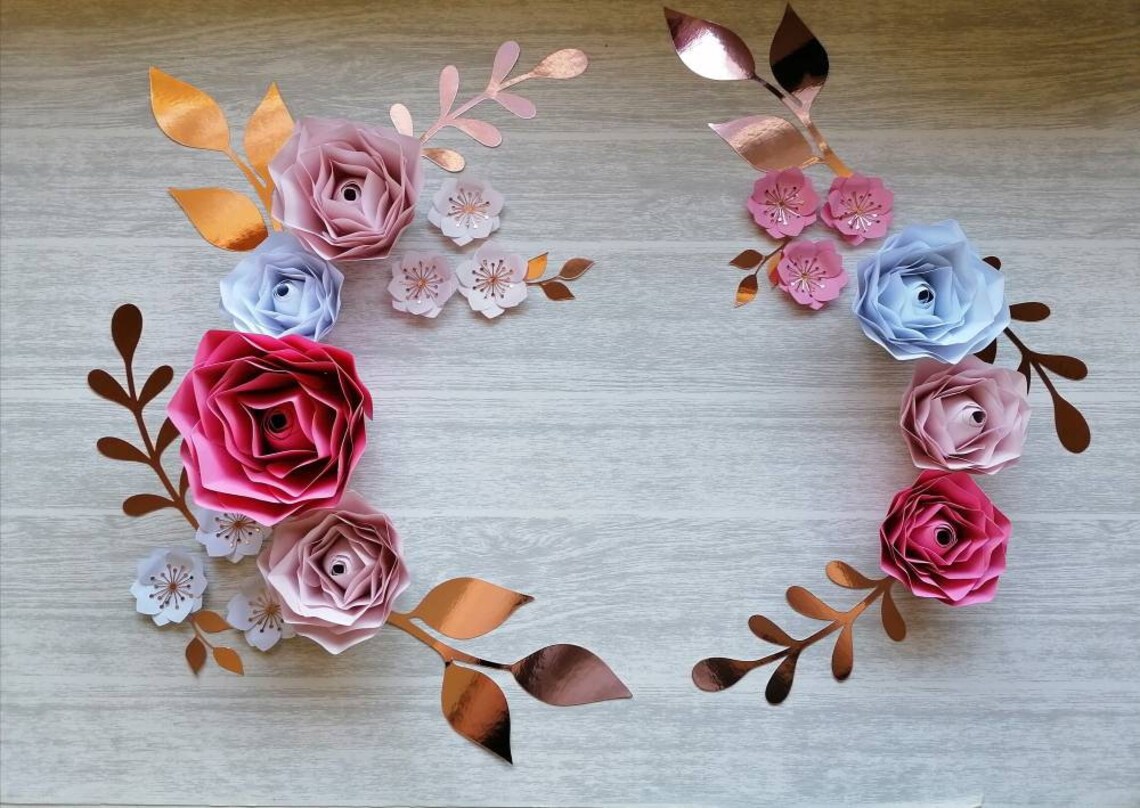 Decorative Paper Flowers Small Set of Sixteen Wall Flowers | Etsy