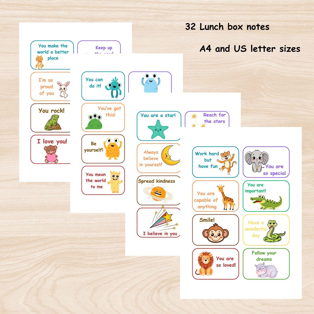 Printable Kids' Lunchbox Notes. Affirmations. Self-confidence ...