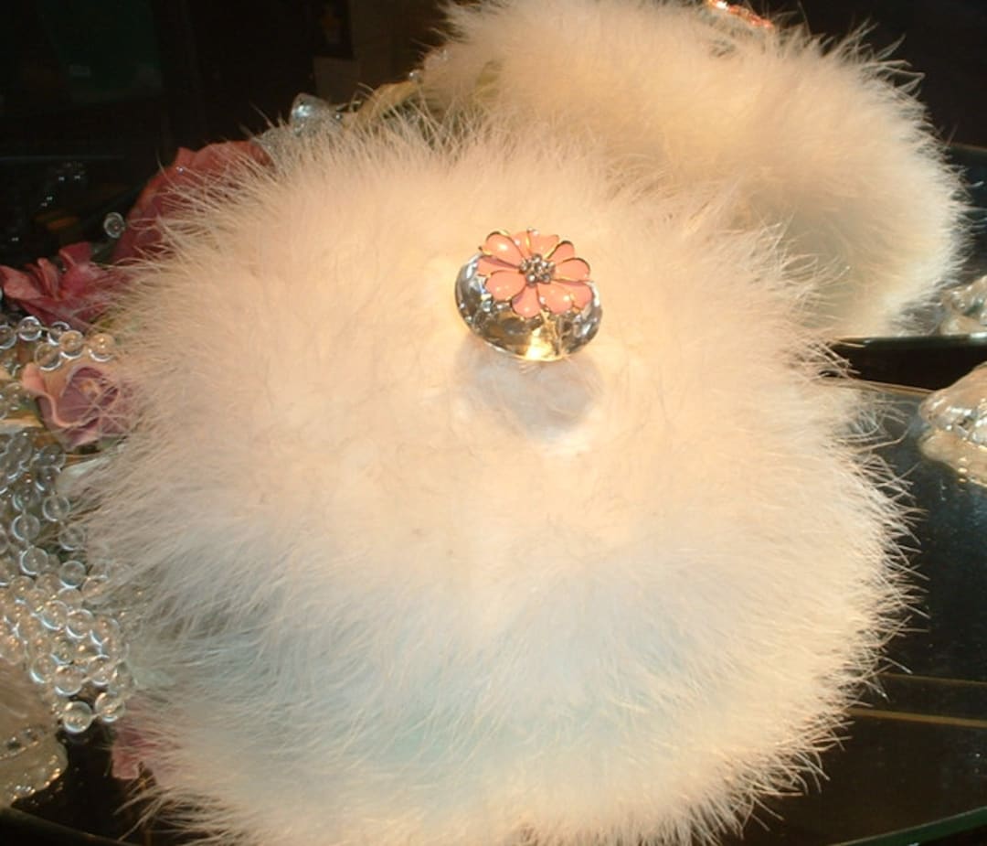 Powder Puff ~ Body Dusting Powder Puff ~ White Marabou Down Feather ...