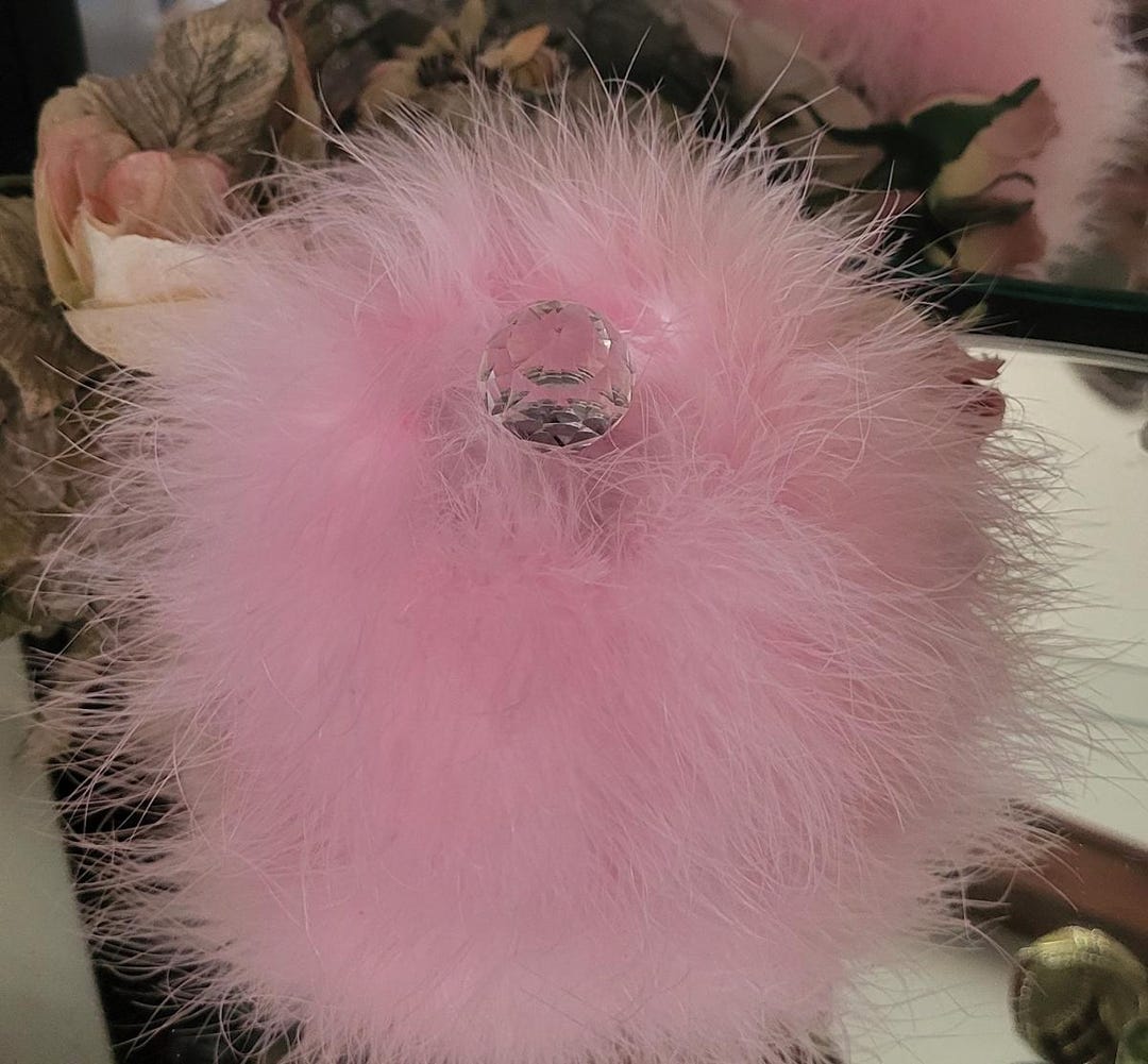 Little Pink Lady Mini Body Dusting Powder Puff Down Feather Trim ...