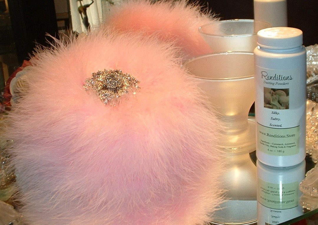 Pink Plumes ~ 6 Oz Scented Dusting Powder W/ Puff & Stand by Renditions ...